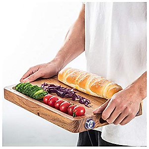 GENIGW Whole Piece Acacia Wood Cutting Board Solid Wood Rootstock Chopping board for kitchen Table Slicing Vegetables Kitchen Things