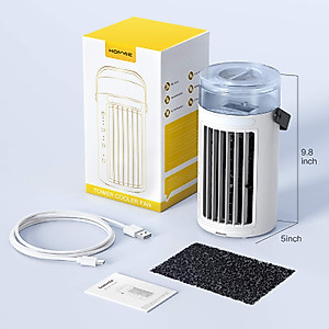 Portable Air Conditioner, Hommie 5 in 1 Personal Mini Air Cooler with 2 Fans, 8 Colors LED Light and 3 Speeds, Small Desk Mini Ac Evaporative Cooler Fanfor Personal Use Small Room