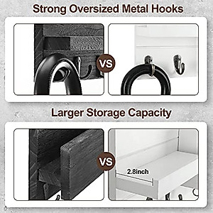 Lwenki Mail Organizer for Wall Mount – Key Holder with Shelf Includes Letter Holder and Hooks for Hallway Farmhouse Decor – Rustic Wood with Flush Mounting Hardware (16.5” x 9.1” x 3.4”) (White)