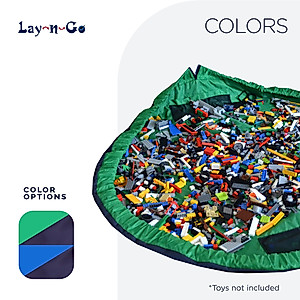 Lay-n-Go 2-in-1 Extra Large Portable Drawstring Toys Storage Organizer and Play Mat for Room and Travel, Made for Kids and Toddlers with a Durable Patented Design, 60 inch, Green