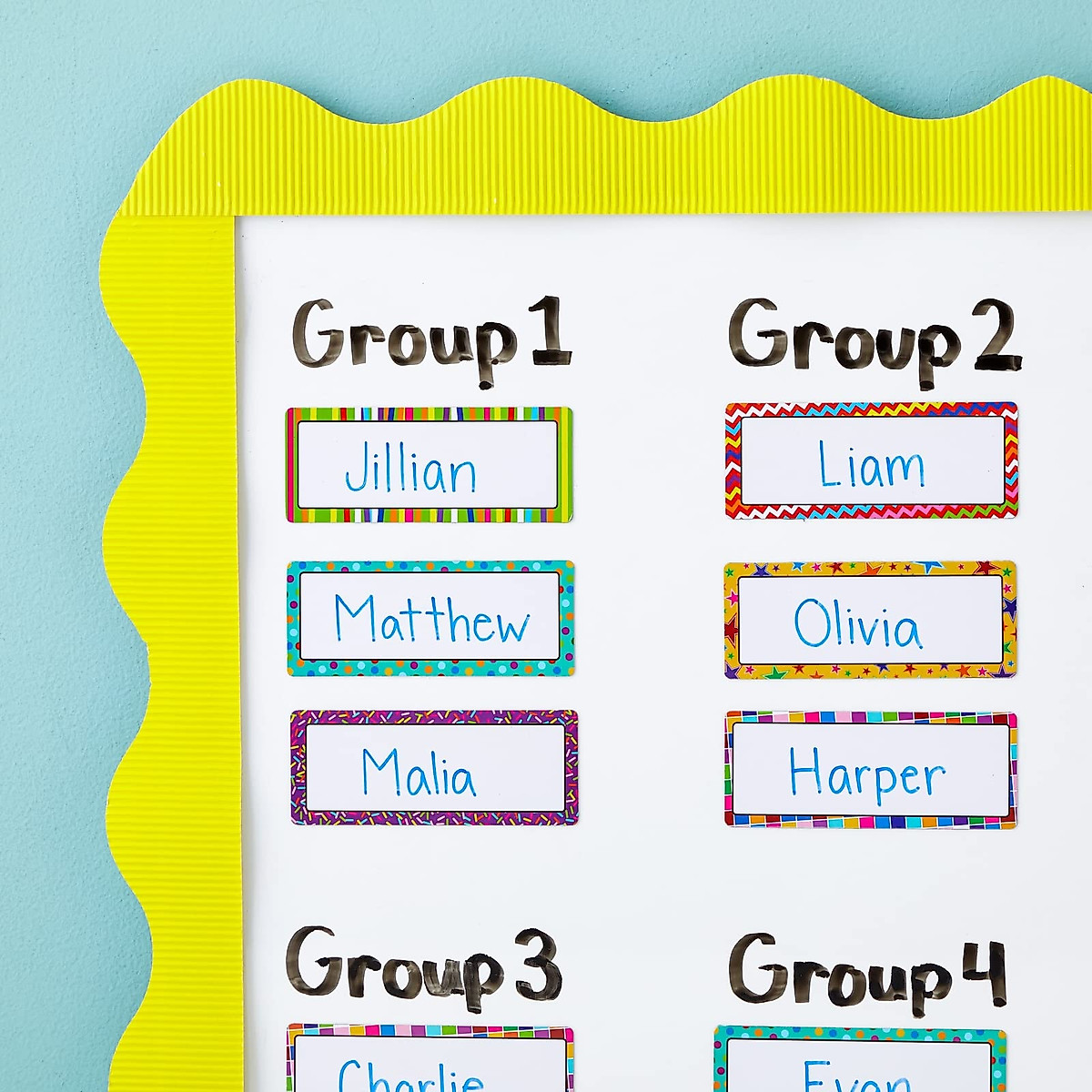 Juvale 36 Pack Magnetic Dry Erase Labels to Write On for Classroom Whiteboard (6 Designs 2x5 in)