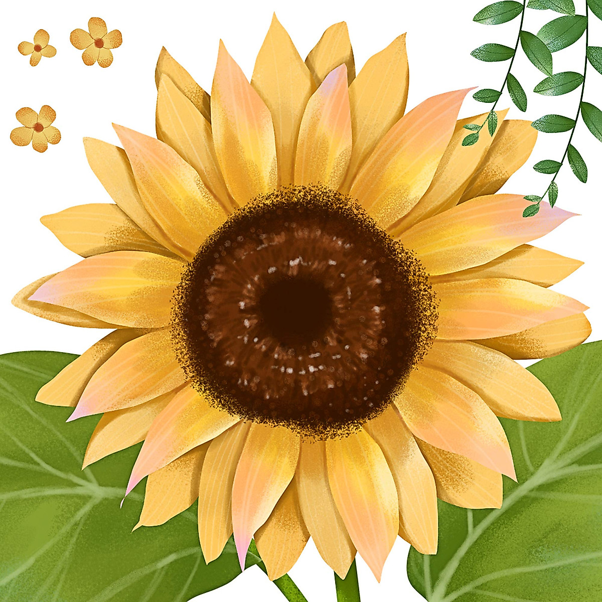 Amaonm Creative Removable Sunflower Wall Sticker DIY Green Leaves Wall Decal Flowers Wall Decor Floral Peel and Stick Art for Home Kids Bedroom Girls Boys Living Room Classroom Offices Decoration