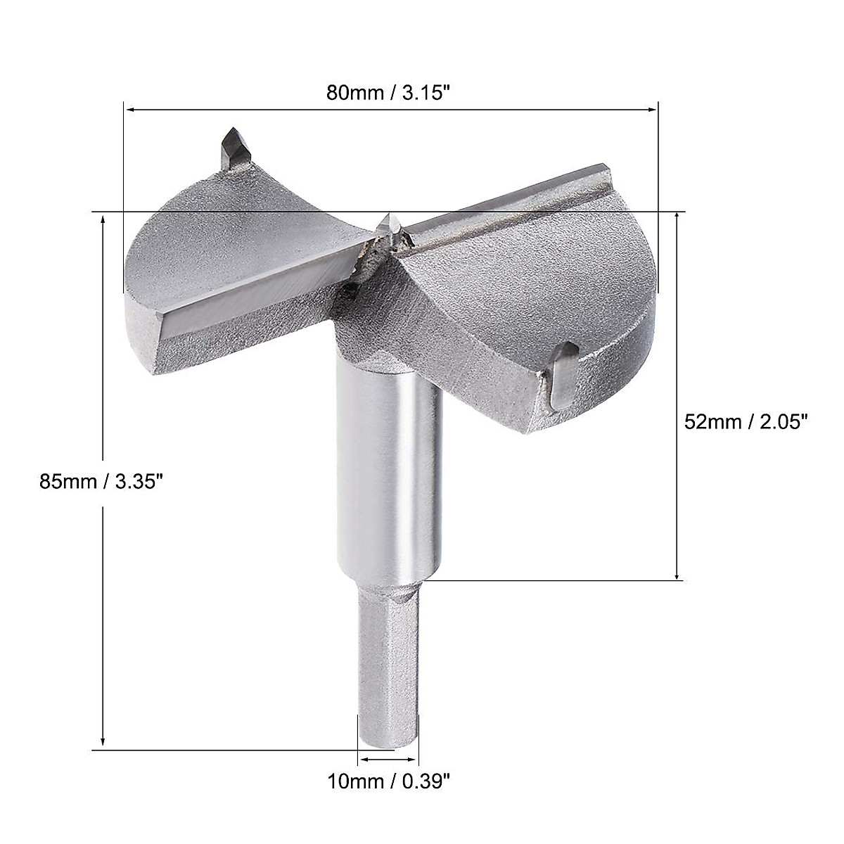 uxcell Forstner Drill Bits 80mm, Tungsten Carbide Wood Hole Saw Auger Opener, Woodworking Hinge Hole Drilling Boring Bit Cutter (Gray)