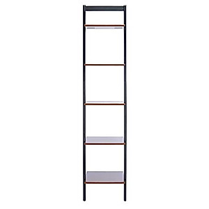 Safavieh Home Collection Allaire Honey Brown/Charcoal 5-Tier Leaning Storage Display Shelves Living Room Bedroom Office Bookcase Etagere, 0