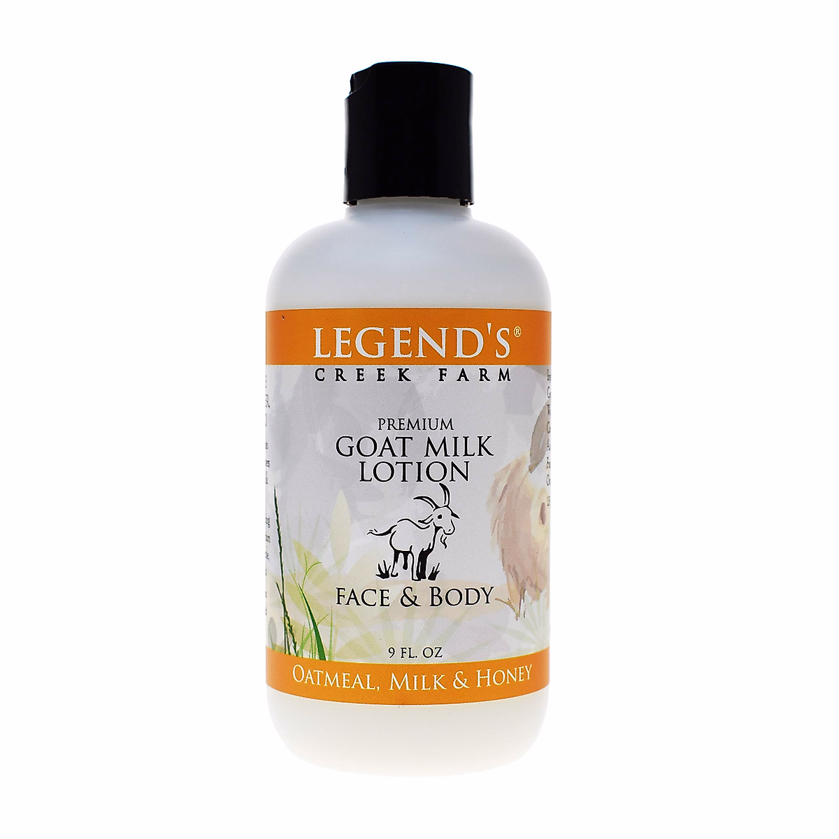 Legend's Creek Farm Goat Milk Lotion - Moisturizing Goat Milk Body Lotion for Body, Hand & Face - 9 oz Body Moisturizer with Shea Butter, Sunflower Oil, Aloe, Handmade in USA (Oatmeal, Milk & Honey)