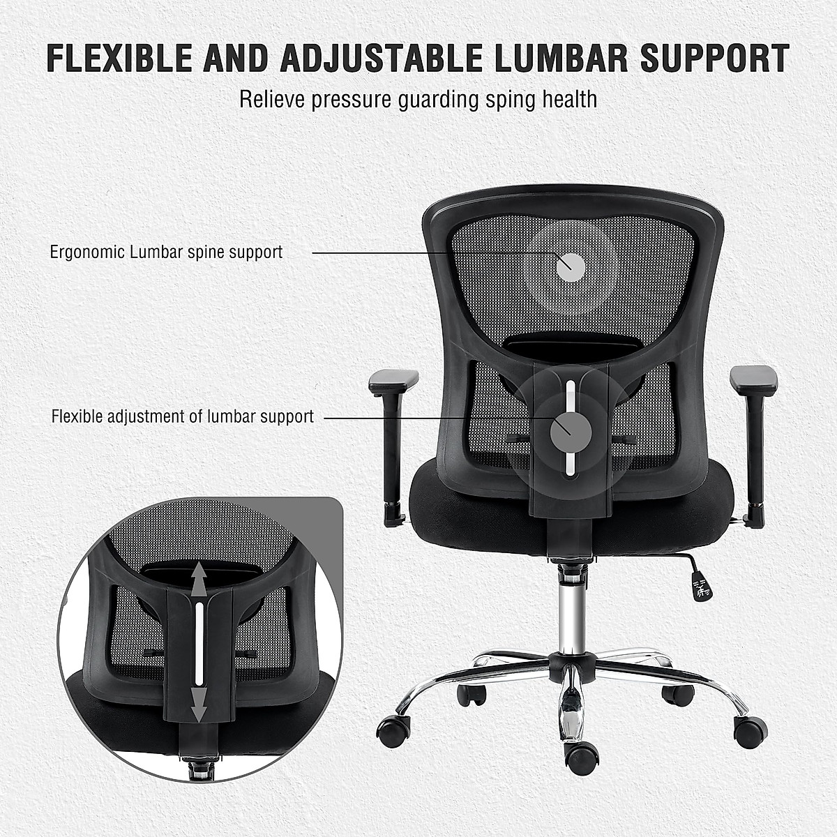Big and Tall Office Chair 600lbs, Ergonomic Mesh Chair, Computer Executive Heavy Duty Desk Chair with 4D Armrests, Wide Thick Soft Seat, Adjustable Lumbar Support and Tilt-Black