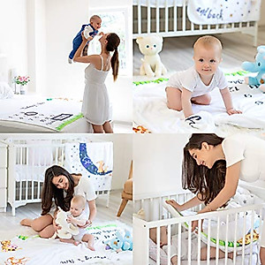 Baby Monthly Milestone Blanket | for Newborn Boy or Girl, Unisex | Month Blanket Baby for Pictures | Jungle Safari, Giraffe & Monkey Theme | Personalized Shower Gifts New Moms | Track Age & Growth