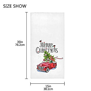 Wamika Retro Truck with Christmas Tree Hand Towels Funny Dog Dachshund Bathroom Bath Towel Fingertip Towels Highly Absorbent for Bath,Hand,Face,Gym,Spa,30 X 15 Inch