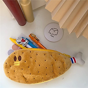CmfyArt Creative Cute Novelty Funny Face Simulation Food Fruit Chicken Leg Yellow Banana Character Soft Stuffed Surface Clothes Zipper Pencil Box Pencil Case Pencil Holder Pouch - Yellow Banana