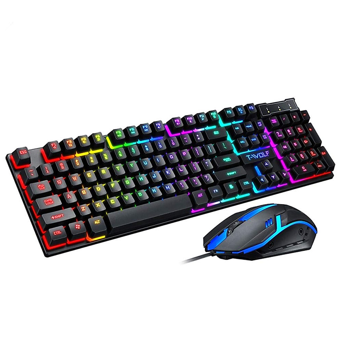 No/Brand Gaming Keyboard, Wired Keyboard with Mouse Combo, Gaming Player Kit with LED-Backlit Keyboard, Silent Gaming Mouse Kit for PC Laptops