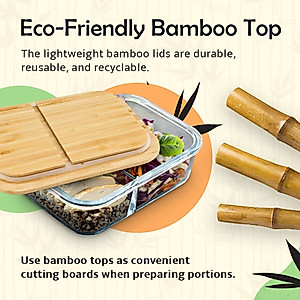 Reusable Glass Meal Prep Container Set, Glass Food Containers With Lids, Lunch Storage With Compartment Dividers, Large Glass Bento Box Set For Meal Planning, Freezer And Oven Safe, [3-Pack,30 Oz]