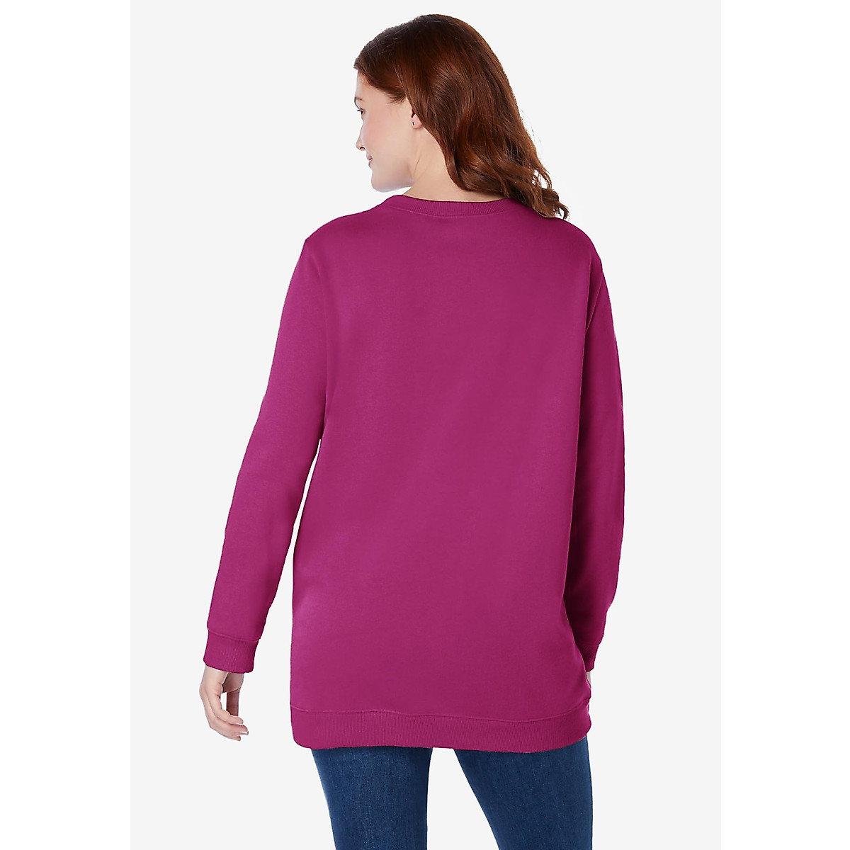 Woman Within Women's Plus Size Fleece Sweatshirt - 3X, Black