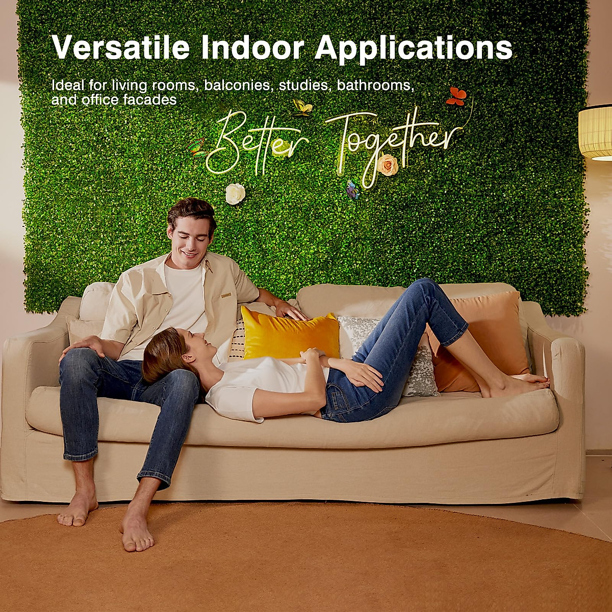 Aboofx 10x10in Artificial Grass Wall Panels, 12 Pack Boxwood Decor for Interior Walls, Garden Fences, Greenery Backdrop