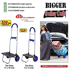 dbest products Bigger Trolley Dolly, Blue Shopping Grocery Foldable Cart