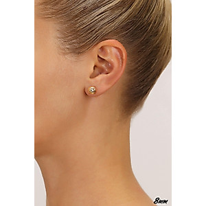 14k Yellow Gold Diamond-cut Ball Stud Earrings (8mm)…