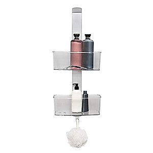 Bath Bliss Adjustable Aluminum 2 Tier Hanging Shower Caddy | Jumbo | Bathroom Storage | Good for Shampoo, Soaps, Razors, Wash Cloths | Rust Proof | Silver