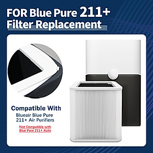 Lantiny 211+ Replacement Filter Compatible with Blueair Blue Pure 211+ Air Cleaner Purifier，Particle and Activated Carbon Replacement Filter，2 Pack