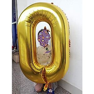 Gold 8 Balloons,40 Inch Birthday Foil Balloon Party Decorations Supplies Helium Mylar Digital Balloons (Gold Number 8)