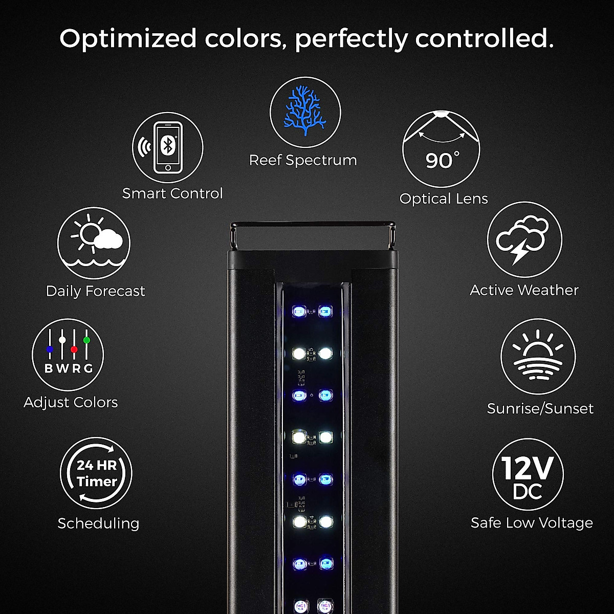 CURRENT USA 24-36" Inch Orbit Marine IC Loop LED Saltwater Reef Marine Aquarium Light with Bluetooth App Control | Wireless Lighting & eFlux Wave Pump Control for Fish Tank (4205)