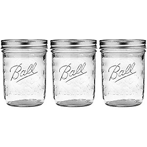 Ball Wide Mouth Pint 16-Ounces Mason Jars with Lids and Bands, (Set of 3)