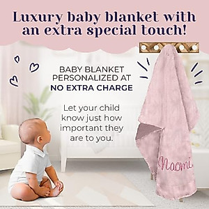 berry bebe Personalized Baby Blanket, Custom Baby Blanket, Personalized Baby Gifts for Newborn Girl, Monogrammed Baby Blanket with Name, Pink Personalized Baby Girls Gifts, All Year Round Knit Cotton