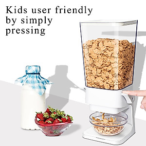 Cereal Dispenser Countertop, 5L Cereal Containers Storage Dispenser for Pantry, Large Dry Food Cereal Dispenser, Not Easy to Crush Cereal, Can Hold Oatmeal, Candy, Snack, Grain, Pet Food (White, 1Pc)