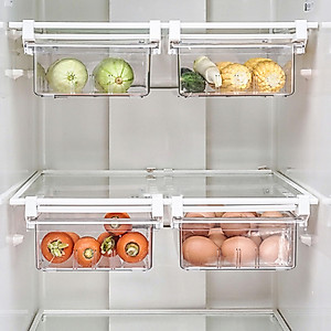 WOHPNLE Refrigerator Drawer, Large Capacity Transparent Rectangular Fridge Under Shelf Drawer Fridge Organizer Bin For Cheese, Deli Meat, Drinks, Fruit, Vegetable