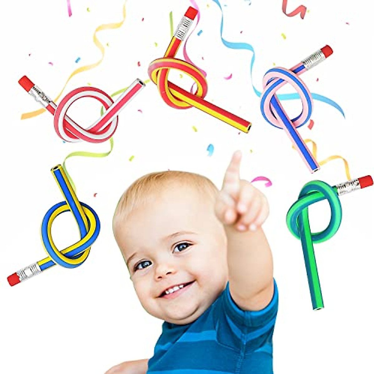 Xilanhhaa 40 Pack Flexible Bendable Pencils,7 Inch Colorful Magic Soft Pencil with Eraser,Bendy Pencil for Children,Kids,School Supplies,Party Favor,Gifts