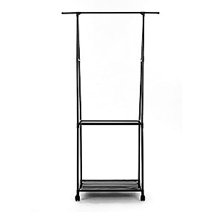 The Lakeside Collection Rolling Garment Rack with Shelving - Portable Storage Rack