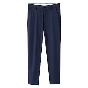 Men's Slim Stretch Tapered Pant Solid Classic Skinny Fit Comfort Suit Pant Lightweight Comfort Business Trousers (Blue,29)