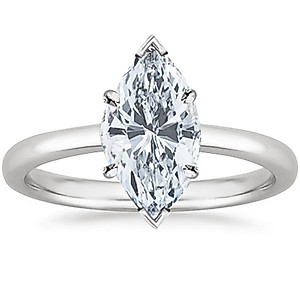 0.5 Carat Marquise Cut Solitaire Diamond Engagement Ring (D Color SI2 Clarity Center Stones)