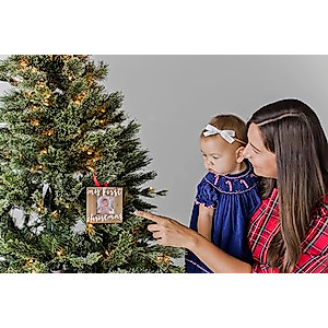 Pearhead Baby’s First Christmas Wooden Picture Frame Ornament, Newborn Milestone Keepsake Photo, Holiday Gift For New and Expecting Parents, Rustic My First Christmas Ornament
