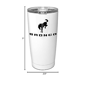 iPick Image for Ford Bronco in Full-Color 20 oz Dual-Wall Insulated Stainless Steel White Travel Tumbler