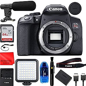 Rebel T8i DSLR Camera (Body Only) Bundle, Starter Kit with Accessories (LED Light, Shotgun Mic, 64Gb Memory, Cleaning Pen and More)
