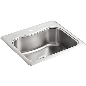 KOHLER K-3362-1-NA Staccato Single-Basin Self-Rimming Kitchen Sink, Stainless Steel
