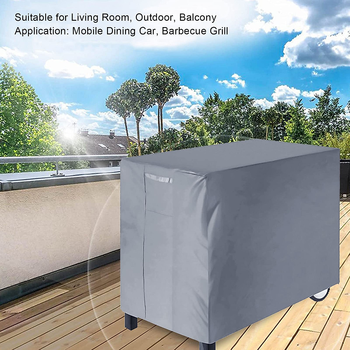 TITA-DONG Grill Griddle Cover, Heavy Duty Outdoor Mobile Dining Car Cover, Waterproof UV Proof Gas Grill Cover 420D Silver Coated Oxford Cloth BBQ Grill Shade, Patio Bar Cart Cover for Outdoor (Grey)