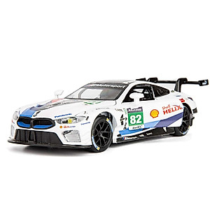 TGRCM-CZ Diecast Model Cars Toy Cars, M8 GTE #82 1:32 Scale Alloy Pull Back Toy Car with Sound and Light Toy for Girls and Boys Kids Toys