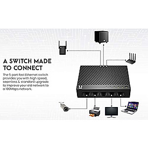 Netis ST3108C 8 Port 10/100Mbps Fast Ethernet Switch | Desktop Ethernet Splitter, Ethernet Hub, Plug and Play, Traffic Optimization Auto-Negotiation RJ45 Ports with Compact Design