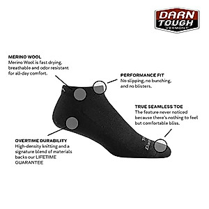 Darn Tough Tactical No Show Light Socks (T4037) Unisex – (Black, Large)