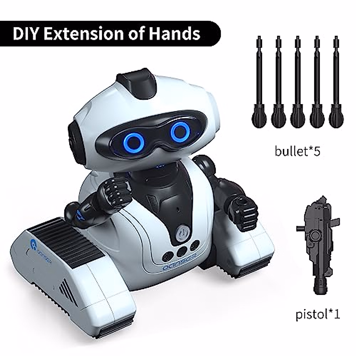 ACECHUM Emo Robot Toys for Kids, Rechargeable Remote Control Smart Robots with Gesture Sensing, Fun Recording and Shining LED Eyes, Toys for 3 4 5 6 7 8-12 Year Old Boys Girls Gifts (White)