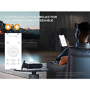 Projector with WiFi and Bluetooth, 4K Support Native 1080P Outdoor Projector YABER V8 15000 Lumens 450 ANSI 300" Display, 4P 4D Keystone&Zoom Portable Movie Projector for HDMI VGA USB iOS Android