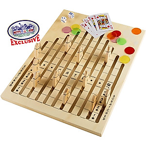 Matty's Toy Stop Deluxe Wooden Horse Racing Derby Game with Dice, Playing Cards & Chips