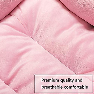 Hollypet Self-Warming Pet Bed Small Dog Cat Plush Rectangle Nest Puppy Sleeping Bag Cushion, Pink