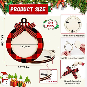 OurWarm 24Pcs Christmas Picture Frame Ornament DIY Wooden Photo Ornaments for Christmas Tree, 2023 Unfinished Personalized Hanging Christmas Ornaments for Xmas Holiday Presents Tree Decorations