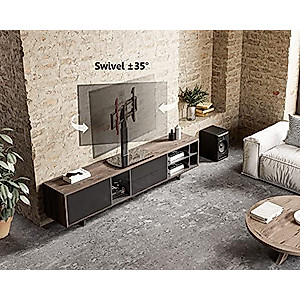 FITUEYES Universal TV Stand, Swivel TV Table Stand for 32-65 70 75 Inch Flat Screen, Table Top TV Stand Base Replacement, Height Adjustable TV Mount Stand with Glass Base, Max Holds 88lbs