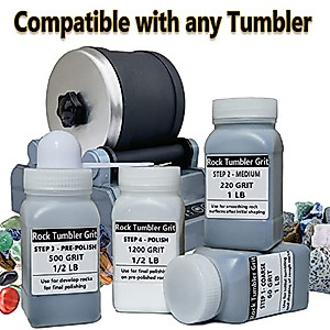 Rock Tumbler Grit 4 Steps Complete Kit,Total 3 Pounds, Can Polish Up to 20 LBS of Rocks, Rock Polishing Grit Media for Any Brand Rock Tumbler, Rock Polisher, Stone Polisher