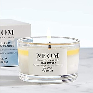 NEOM- Real Luxury Scented Candle, Travel Size | Lavender & Rosewood | Essential Oil Aromatherapy Candle | Scent to De-Stress
