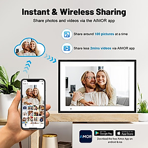 Digital Photo Frame 10.1 Inch WiFi Digital Picture Frame IPS HD Touch Screen Smart Cloud Photo Frame with 16GB Storage, Auto-Rotate, Easy Setup to Share Photos or Videos Remotely via AiMOR APP (Black)