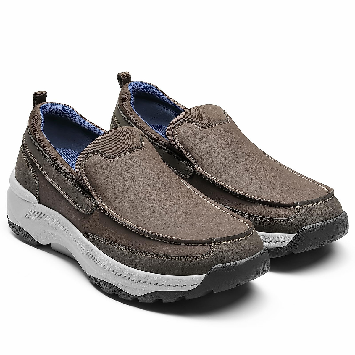 Mens Slip on Shoes, Casual Walking Loafers with Arch Support, Orthopedic Slip in Sneakers Lightweight Non Slip Taupe