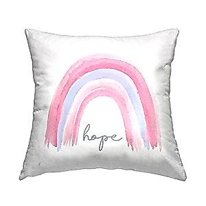 Stupell Industries Pastel Pink Rainbow Uplifting Hope Calligraphy Design by Elizabeth Tyndall Throw Pillow, 18 x 18